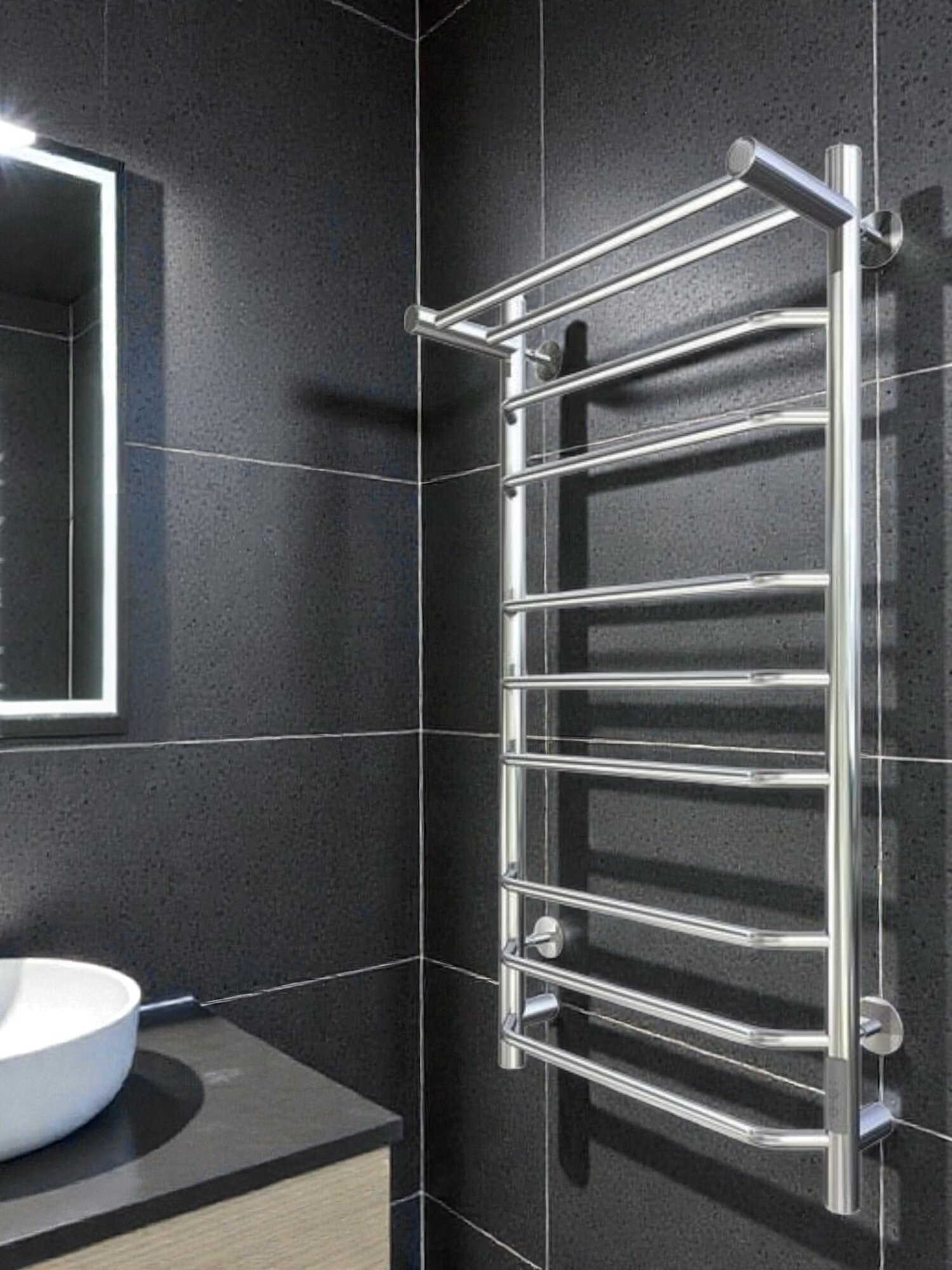 Полотенцесушитель электрический Тругор 532х1000мм форма лесенка 8 перекладин универсальное подключение