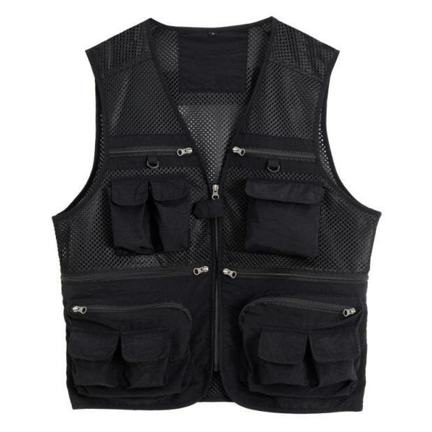 Новый повседневный летний уличный жилет с несколькими карманами для фотографии и рыбалки, мужской сетчатый жилет, тонкий стиль