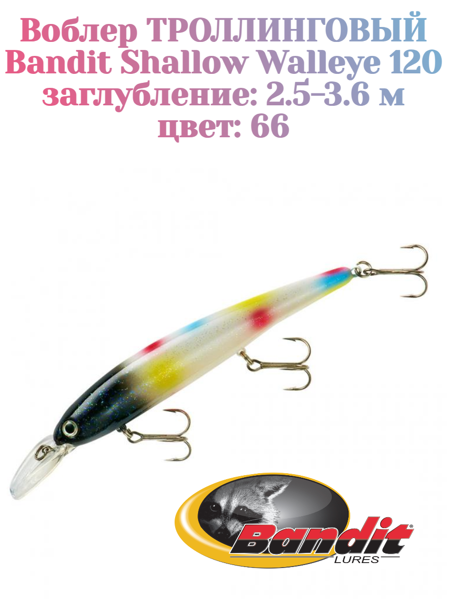 Воблер Bandit Shallow Walleye 120F original цвет 66 вес 17,5гр. заглубление 2.5-3.6 м.
