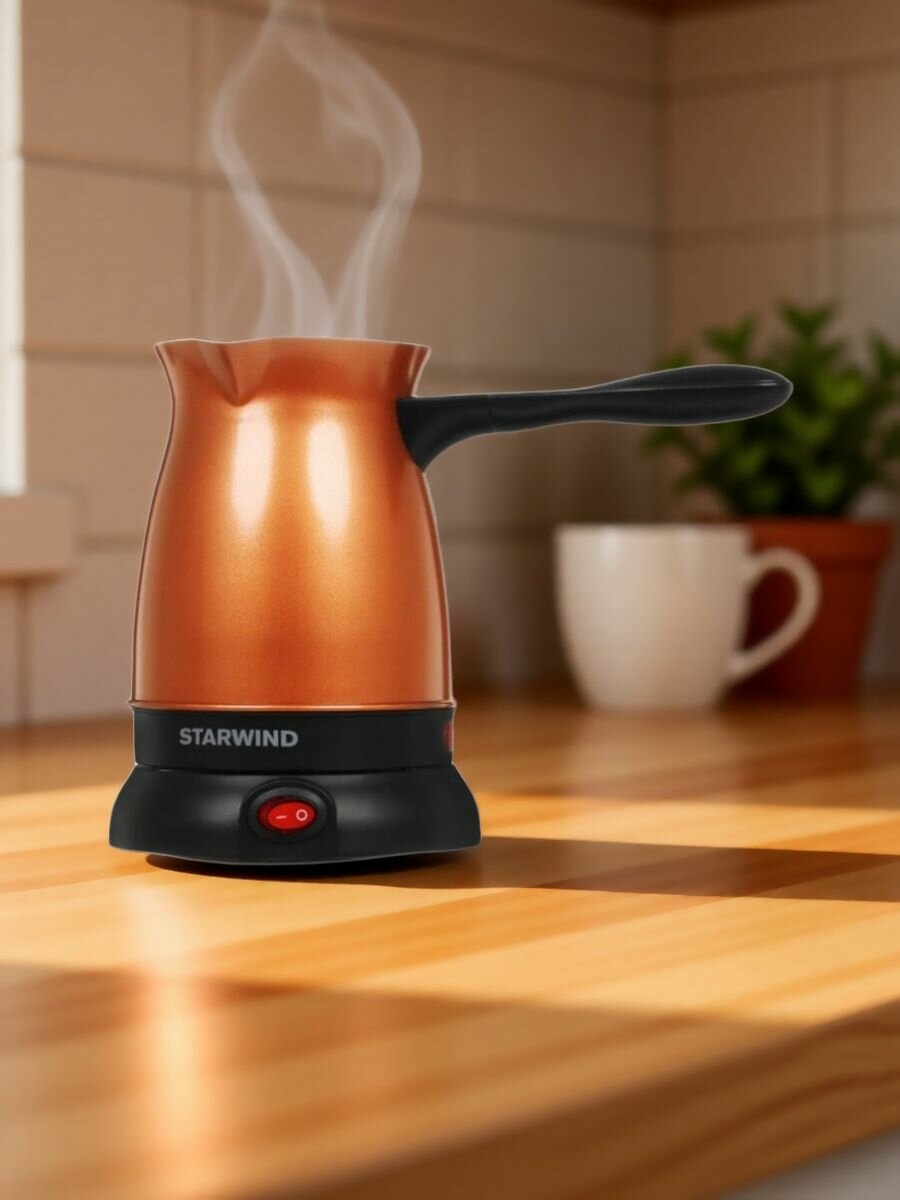 Электрическая турка Starwind STG6055, мощность 600 Вт, объём 600 мл, исп. кофе - молотый, коричневый