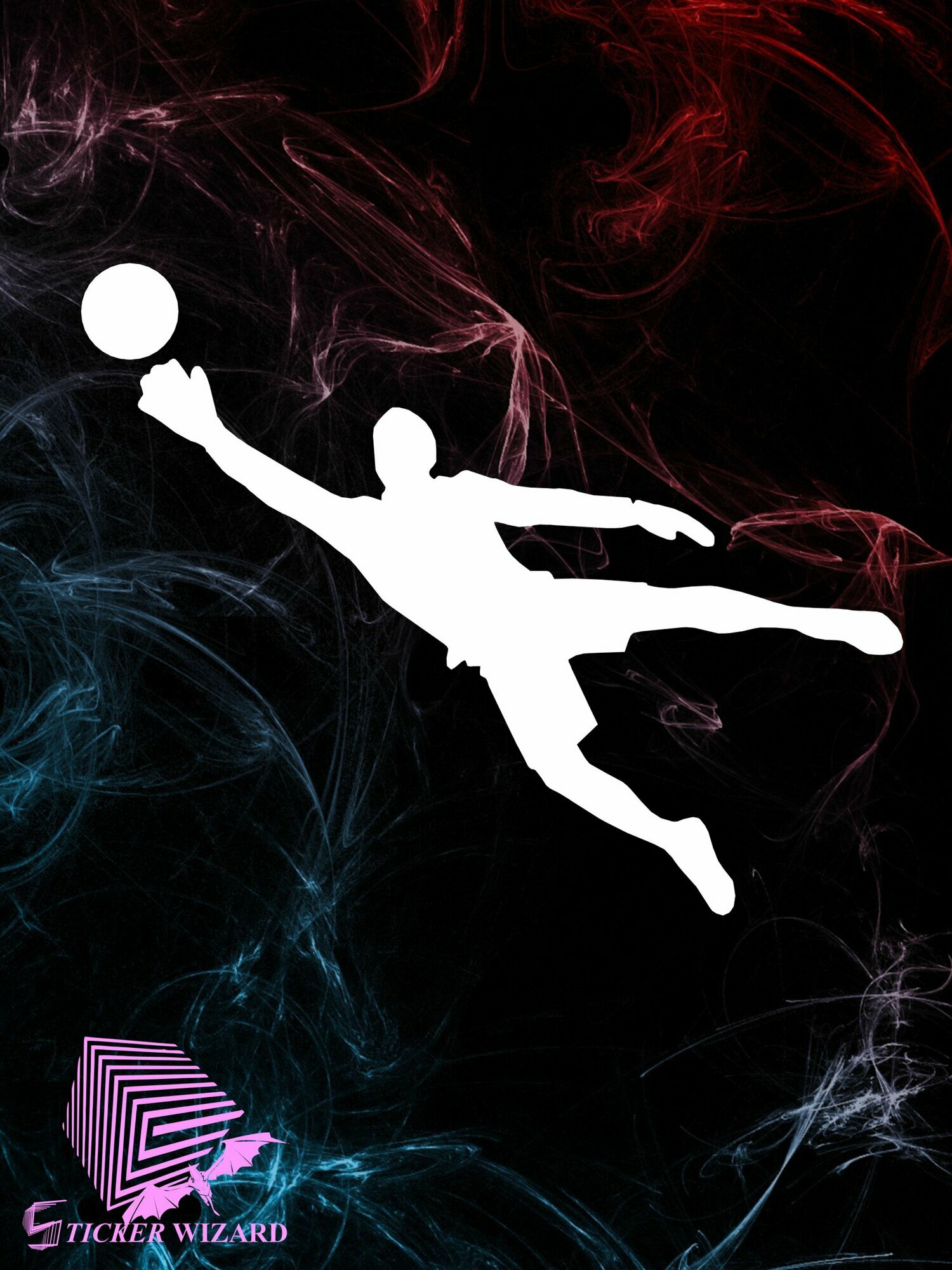 Наклейка виниловая на прозрачной основе (белая) "Футбол вратарь"