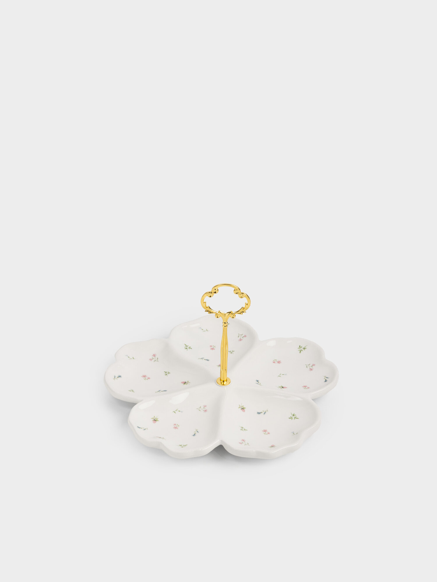 Подставка для закусок, 25х17 см, 5 отд, с ручкой, керамика/сталь, Нежные цветы, El floria, Kuchenland, Kuchenland