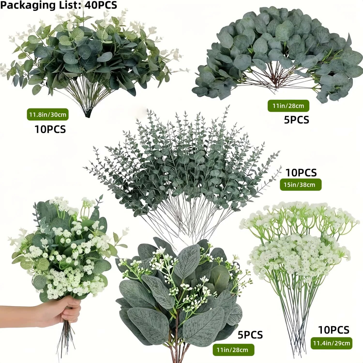 Искусственные Ветки Эвкалипта, Набор Для Декора Свадеб И Дома, 20/40/60 Штук, Оптовая Упаковка, Пластиковые Цветочные Ветки