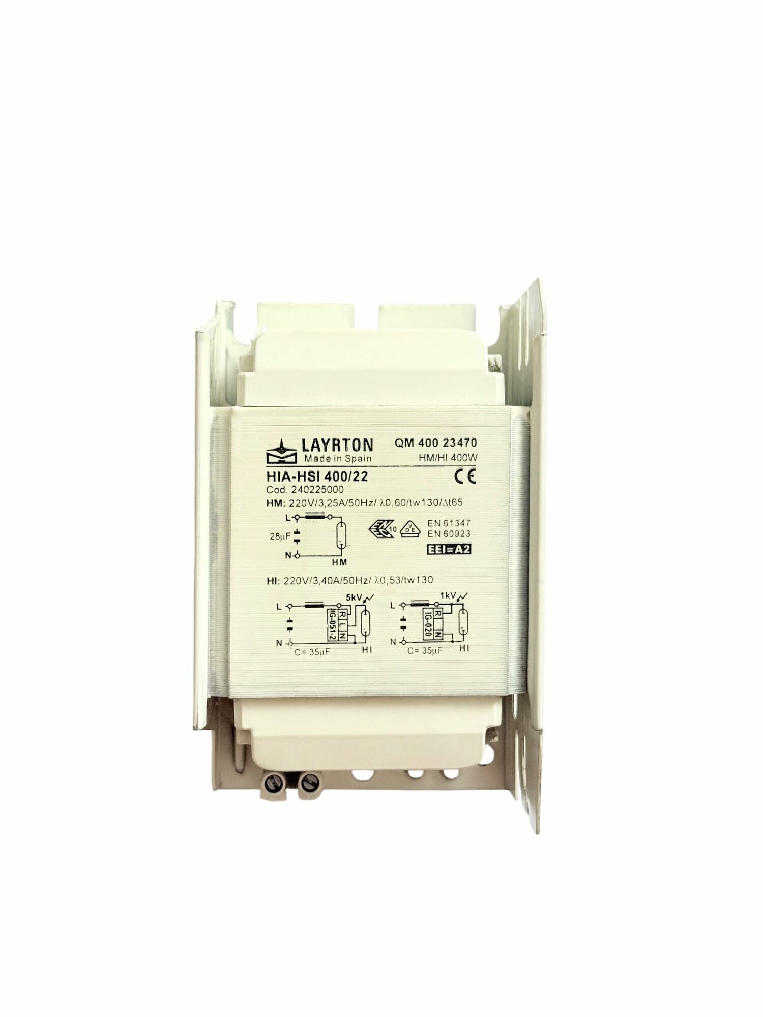 Дроссель для ртутных ламп и МГЛ LAYRTON HIA-HSI 400/22 арт. 240225000