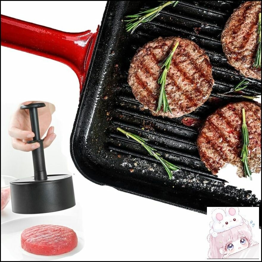 Ручной пресс для котлет круглый черный ABS пластик форма для мясных изделий — фото 1