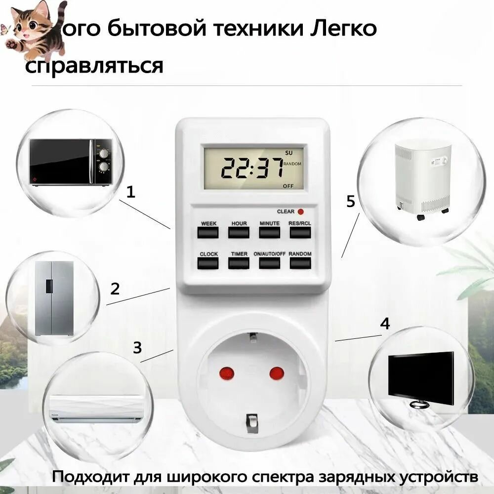 Умная розетка с таймером, электронный программируемый таймер для включения и выключения электроприборов.
