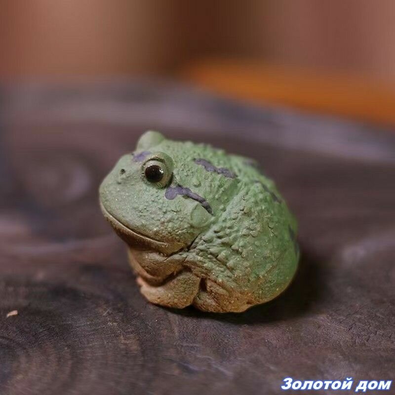 Фигурка декоративная Зеленая Жаба-Чая, высота 3.01 см, длина 4.2 см
