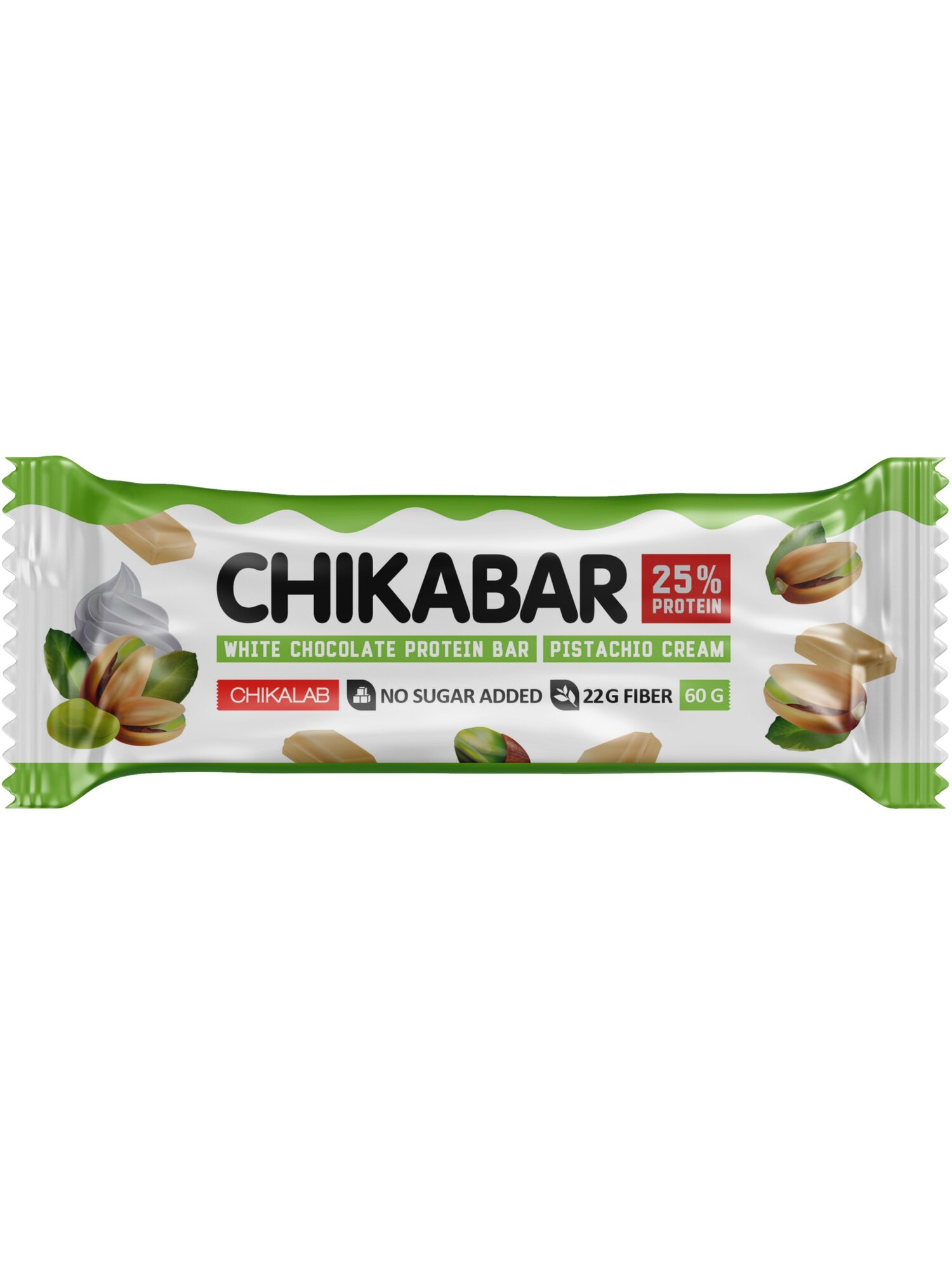 Протеиновый батончик Chikalab Chikabar 20 x 60 г, Фисташковый крем