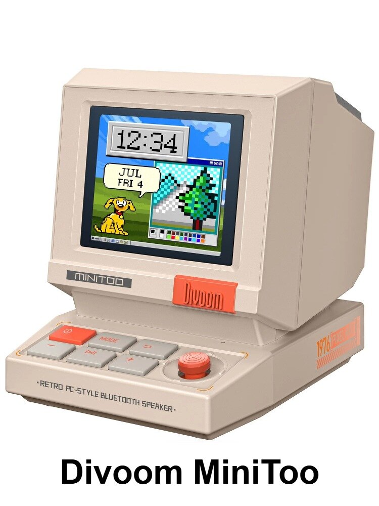 Divoom MiniToo Ретро беспроводной динамик Bluetooth в стиле ретро, с пиксельным дисплеем, ретро компьютерная музыкальная шкатулка