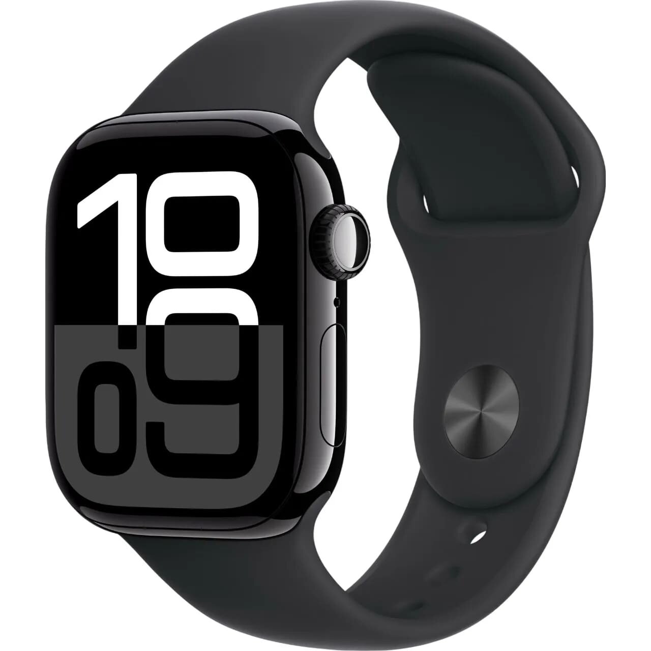 Apple Watch MWWE3 Series 10 42 мм Aluminium with Sport Band (S/M) black (черный глянец/черный)