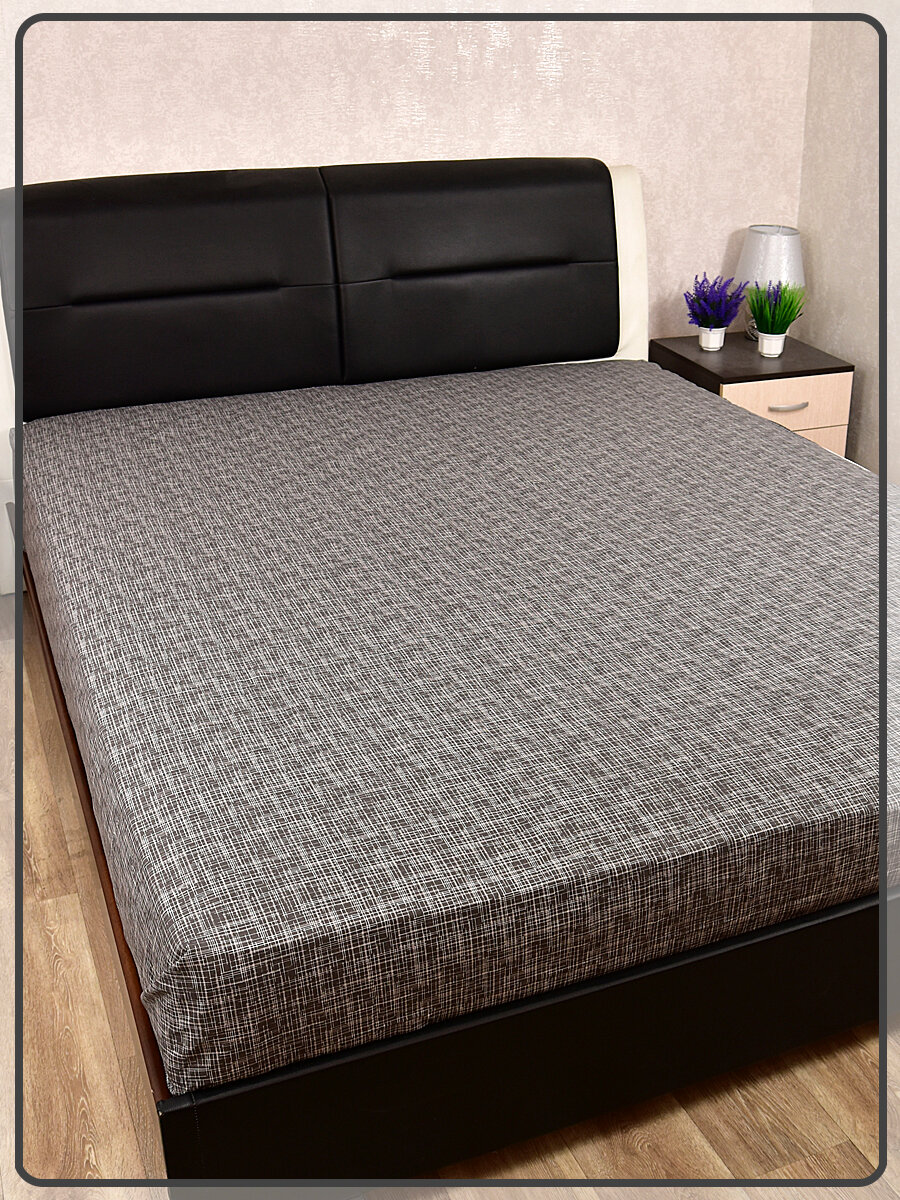 Простыня Ивановская бязь Контур вид 8/2 темно-серый Евро-макси