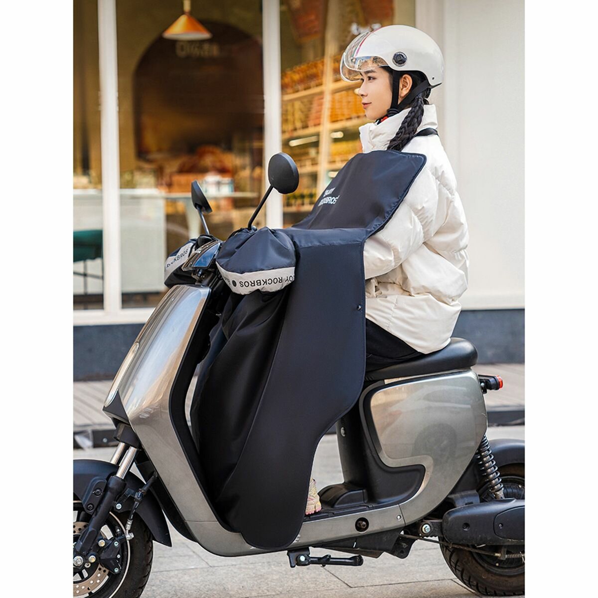 Ветрозащитное одеяло для курьеров доставки на мотоцикл, мопед, скутер, с подогревом, защита от ветра и холода