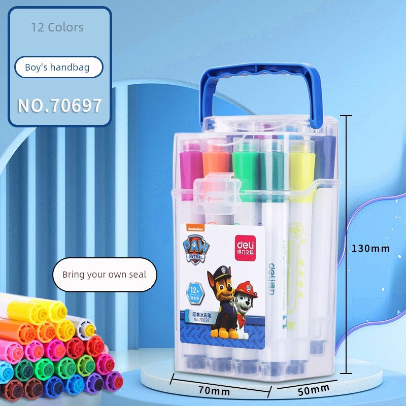 Deli Paw Patrol Синие 12-цветные акварельные карандаши с кодом 70697, безвредные для детей