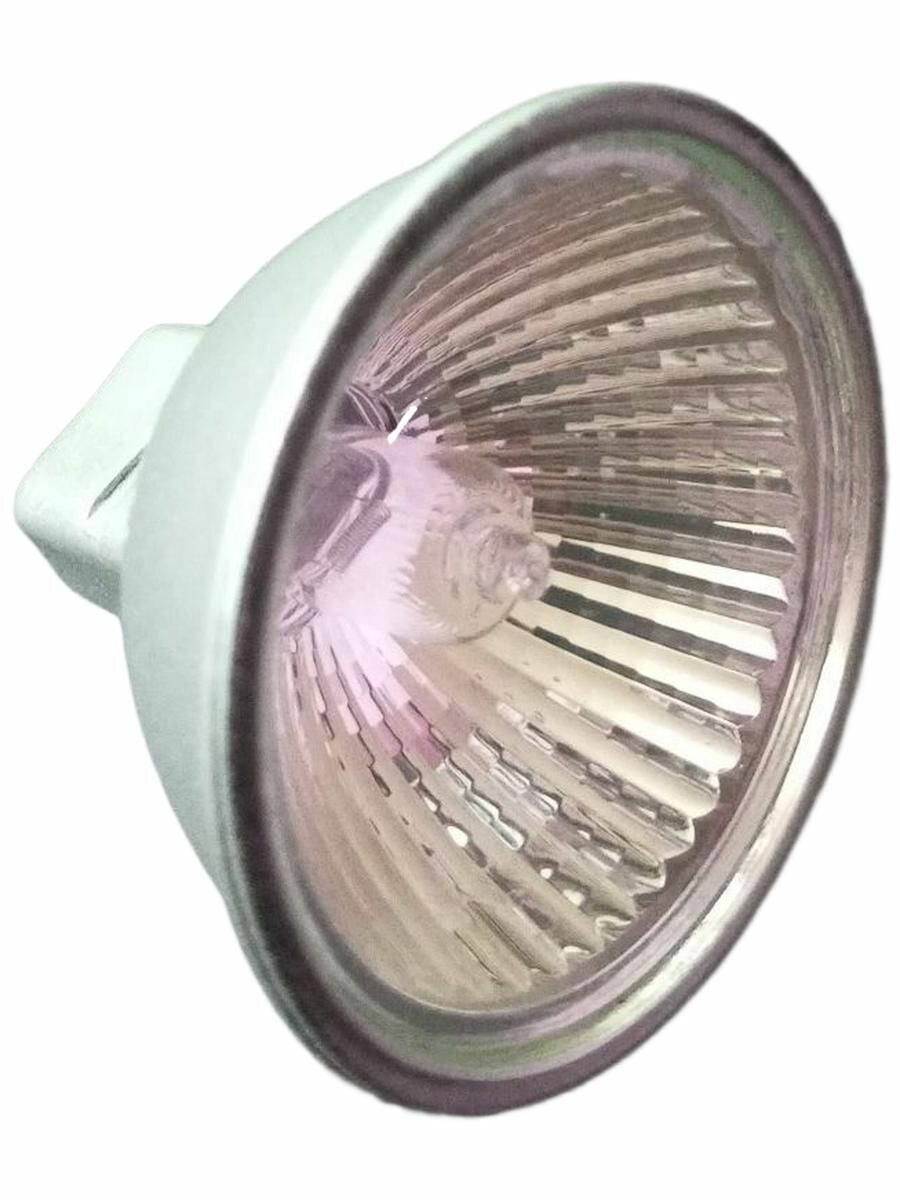 Лампа галогенная MR16 12v 35w с рефлектором цвета хром и защитным стеклом