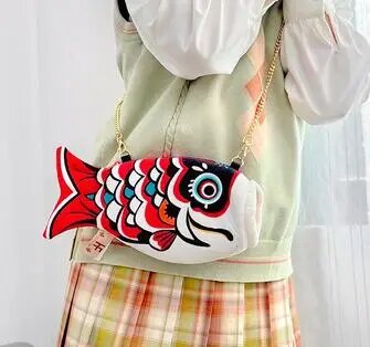 Кои Рыба Карп Сумка через плечо Китайский Новый Год Талисман Мягкая плюшевая игрушка Девушка red 1pc