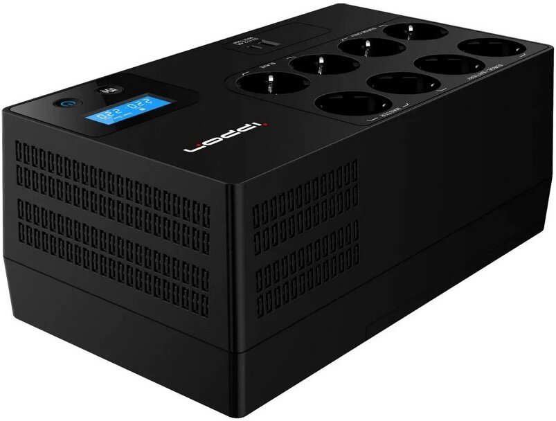 Ippon Источник бесперебойного питания 850ВА Ippon Kirpich 850, Schuko, USB, Type-C, черный (USB)