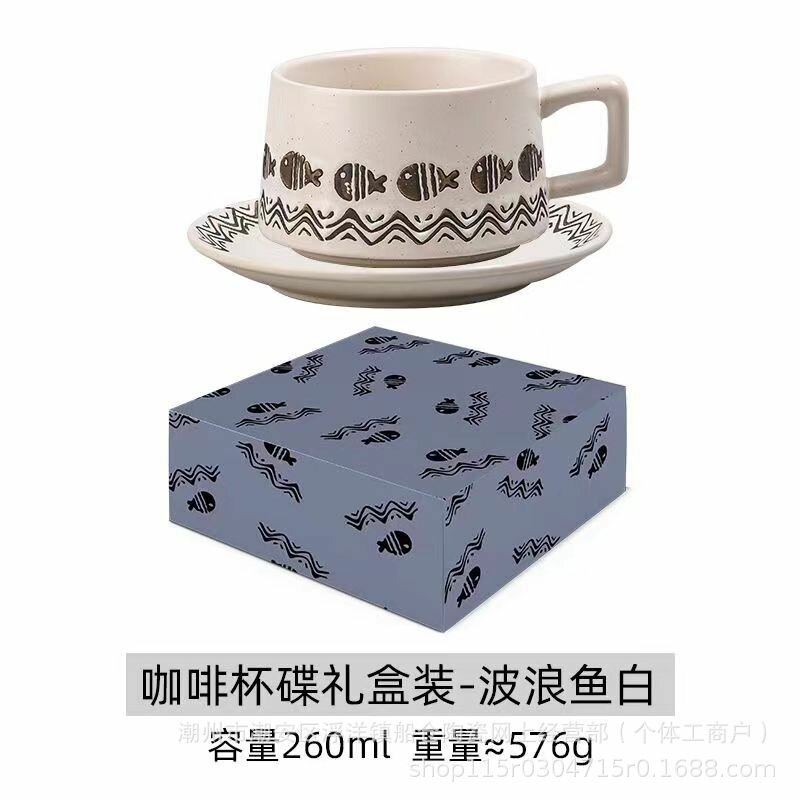 Винтажный керамический набор для кофе с чашкой и блюдцем, чашка для послеобеденного чая, простая чашка для завтрака с молоком и цветочным узором для домашнего использования, высококачественная и изысканная.