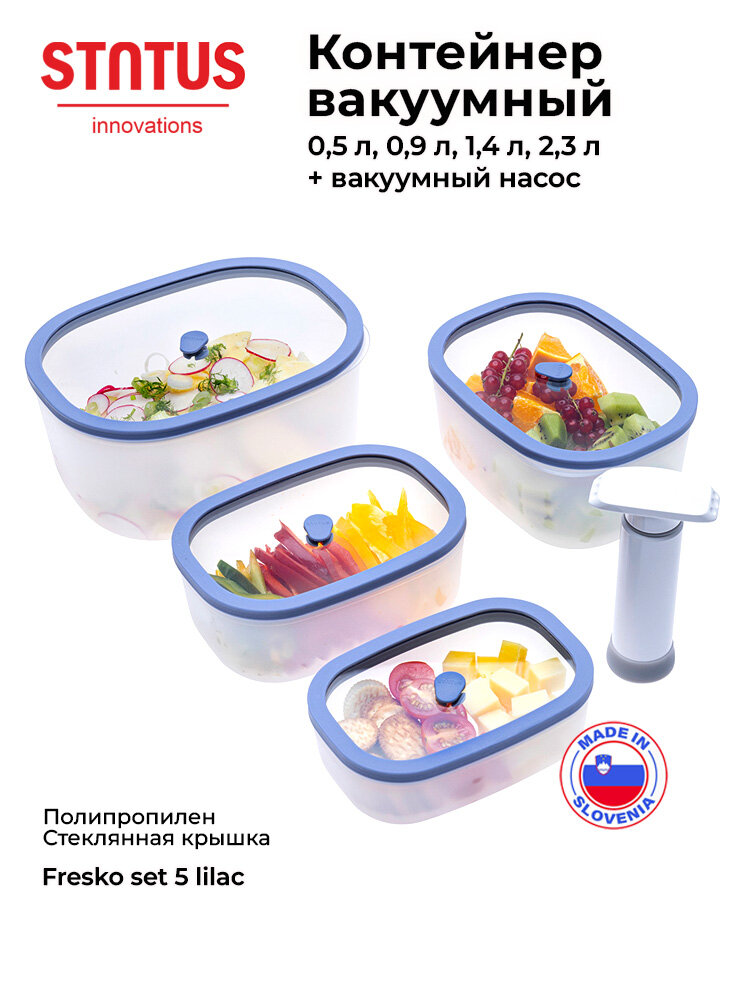 Набор вакуумных контейнеров STATUS Fresko set 5 lilac