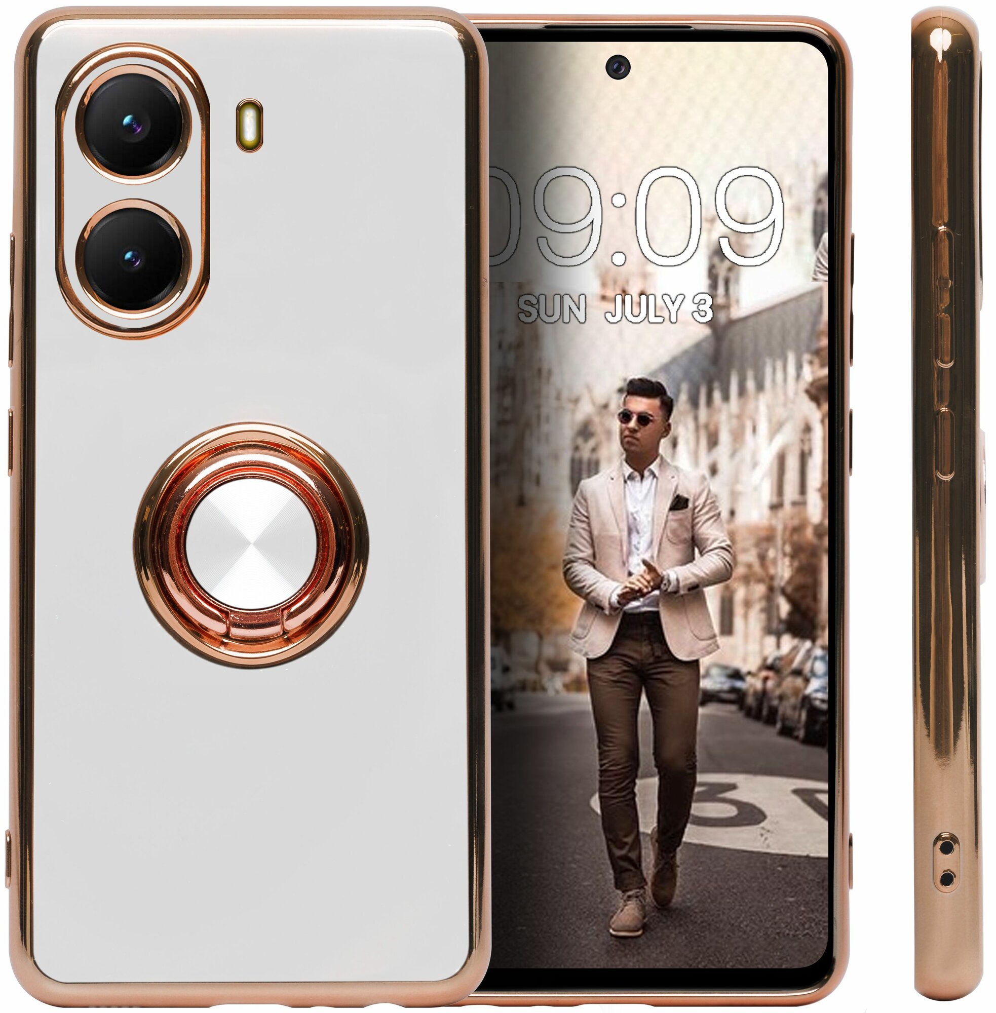 Стильный глянцевый чехол для POCO X7 PRO / REDMI TURBO 4 с кольцом-подставкой и бархатной подкладкой — фото 1