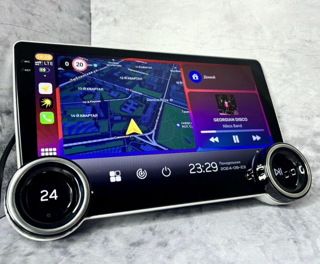 Магнитола Android 4+64гб DSP Wi-Fi, CarPlay, GPS с крутилками - экран 10дюймов