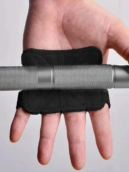 Накладки на ладони для турника и брусьев, размер 0, черные, из натуральной кожи, 2 шт.