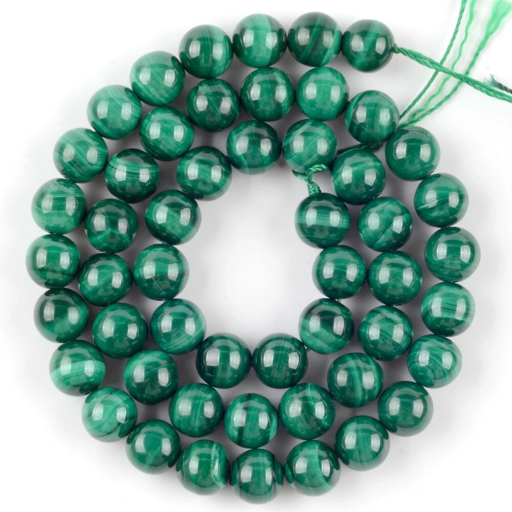Малахитовые бусины 10 мм для бижутерии