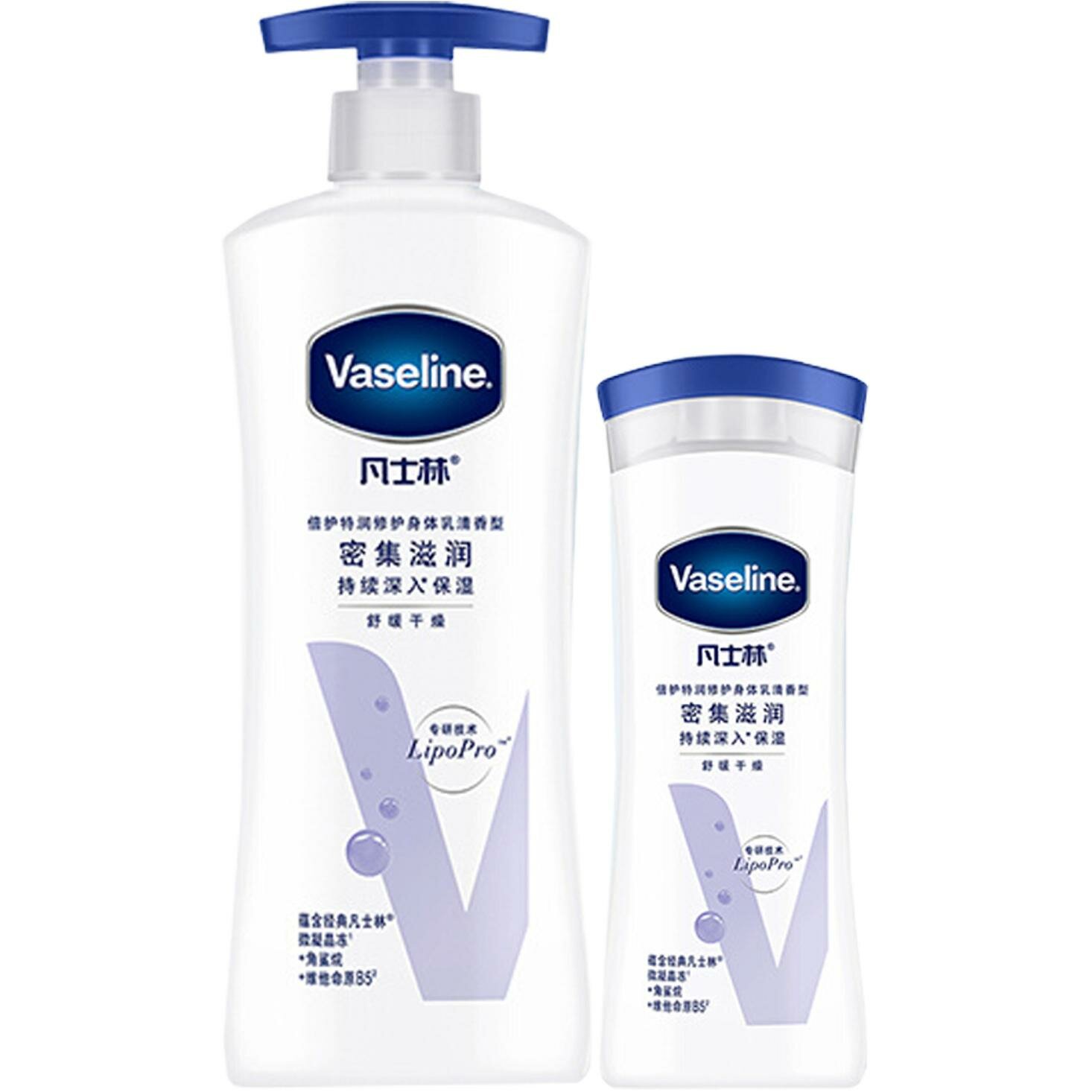 Лосьон для тела унисекс Vaseline Липрокс Интенсивное увлажнение с освежающим ароматом, 400мл/400мл*2