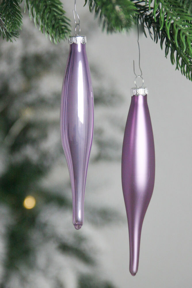 Набор украшений элегантные сосульки, стекло, глянцевые и матовые, 15 см, цвет: аметистовый, 6 шт, Kaemingk 144160