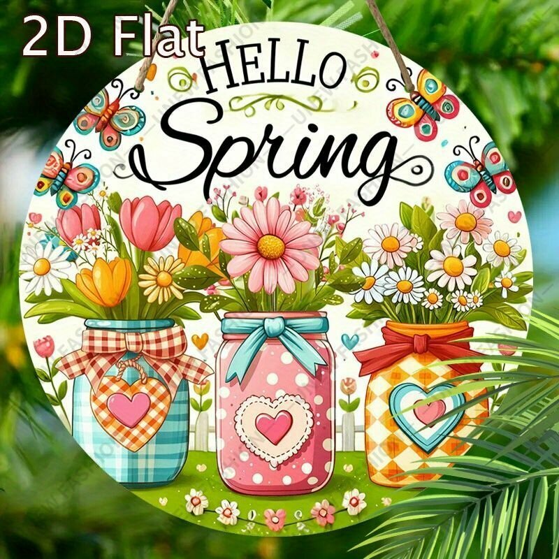 Деревянные подвесные таблички, украшения для стен и дверей в саду или интерьере, 2D-графические изделия, узоры из цветов и бабочек в банках, подарки для друзей и семьи