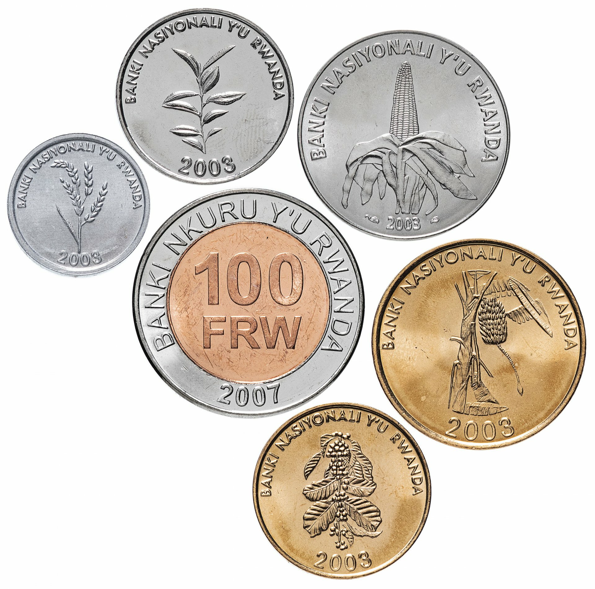 Руанда набор монет 2003-2011 6 шт, Сталь, в сохранности UNC