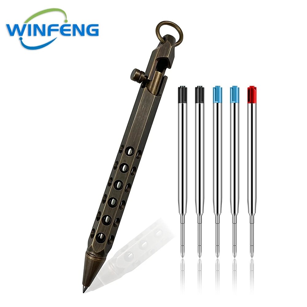 Тактическая ручка LISM из латуни Black With Refills