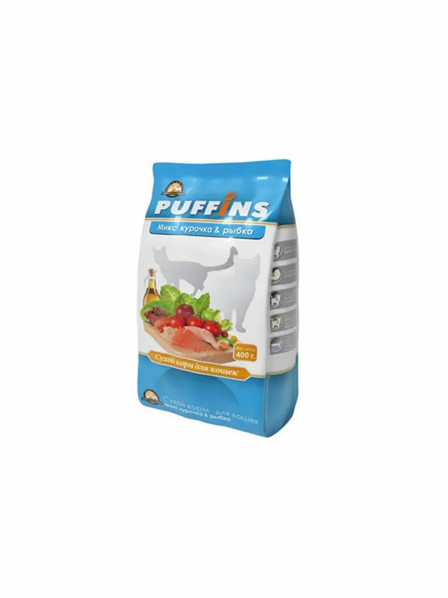 Сухой корм для кошек PUFFINS курица и рыба 400г
