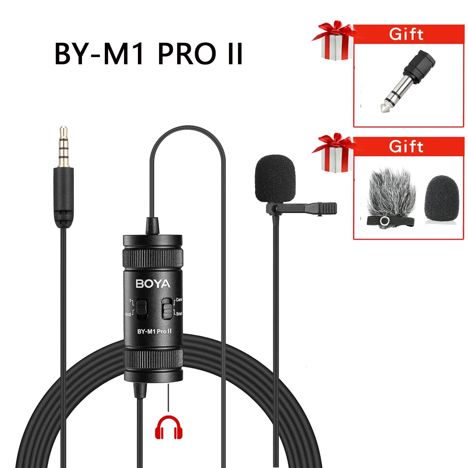 BOYA BY-M1 PRO II петличный микрофон, Цвет: M1 PRO II-plug-FF01