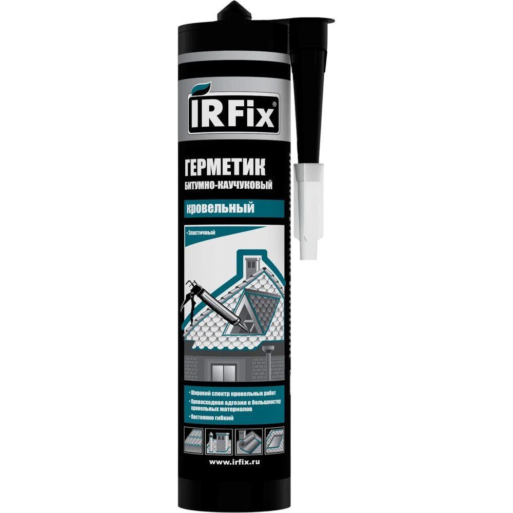 Кровельный герметик IRFIX битумно-каучуковый черный 310 мл 20010, водонепроницаемая