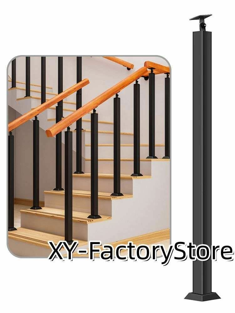 Металлические стойки для лестничных перил, кованые опоры черного цвета с креплениями для дома, лофта, крыльца