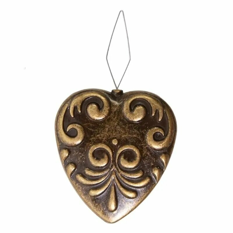 Сердечко металлическая игольница с магнитными держателями для вышивки, Бронза