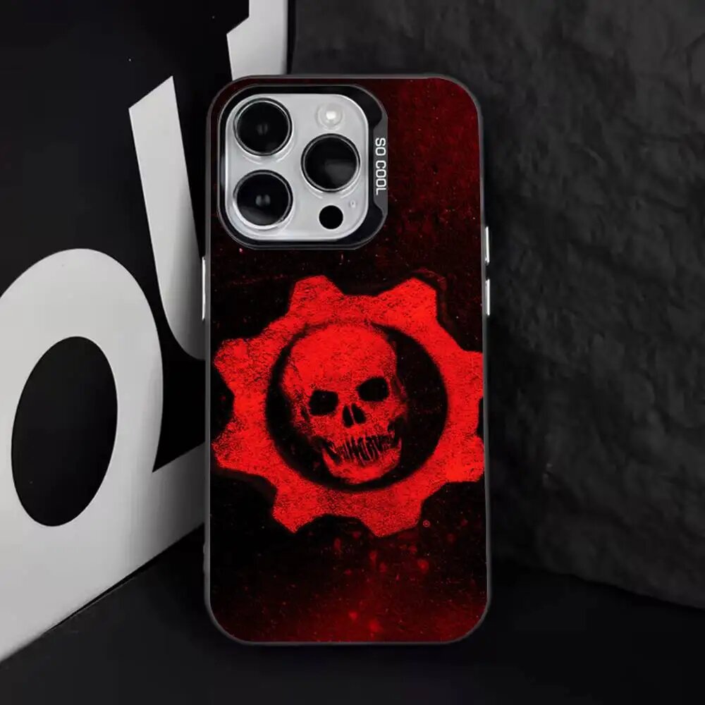 Чехол для телефона Game G-Gear Of Wars для iPhone 17,16,15,14,13,12,11, Pro, XS, Max, Plus, Mini, SE4, E, черный матовый противоударный чехол
