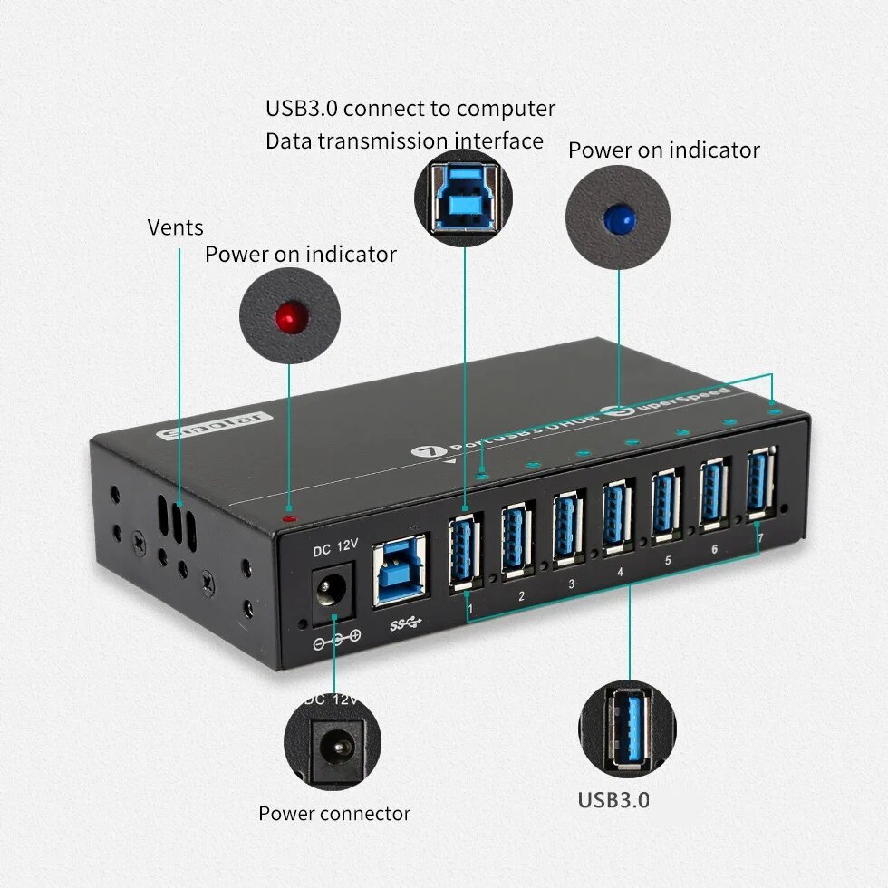SIPOLAR 7-портовый USB 3.0 концентратор