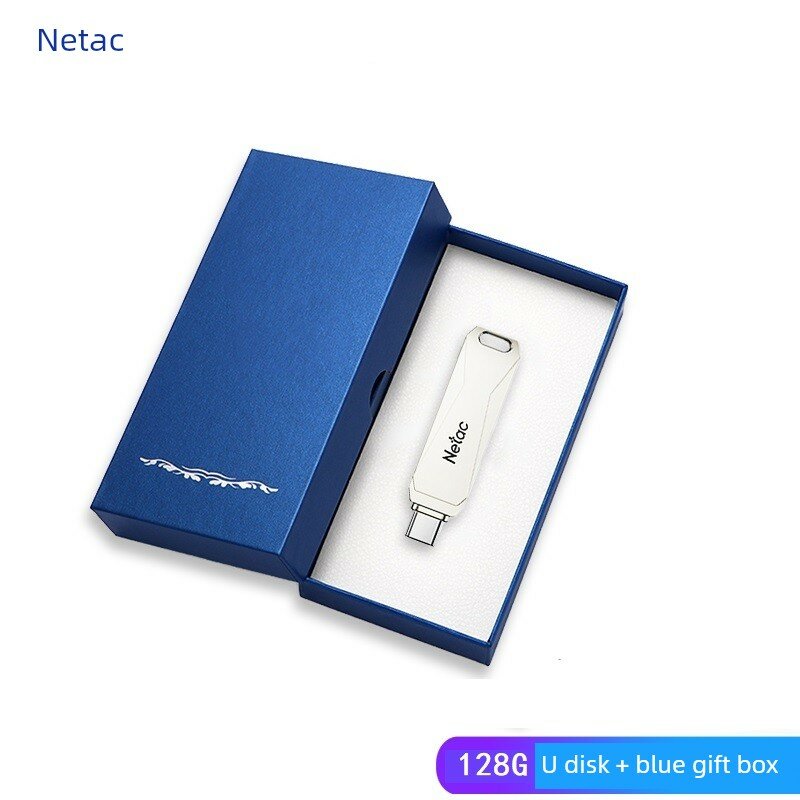 Netac U782C 128 ГБ USB-флешка Type-C в синей подарочной коробке для мобильных устройств и компьютера
