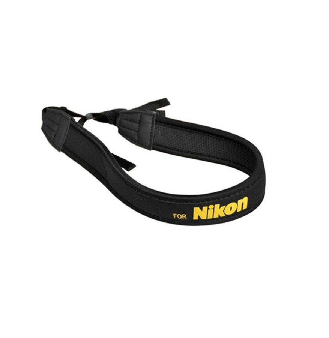 Fotokvant STR-37 черный неопреновый ремень для фотоаппарата Nikon с желтым шрифтом (330)