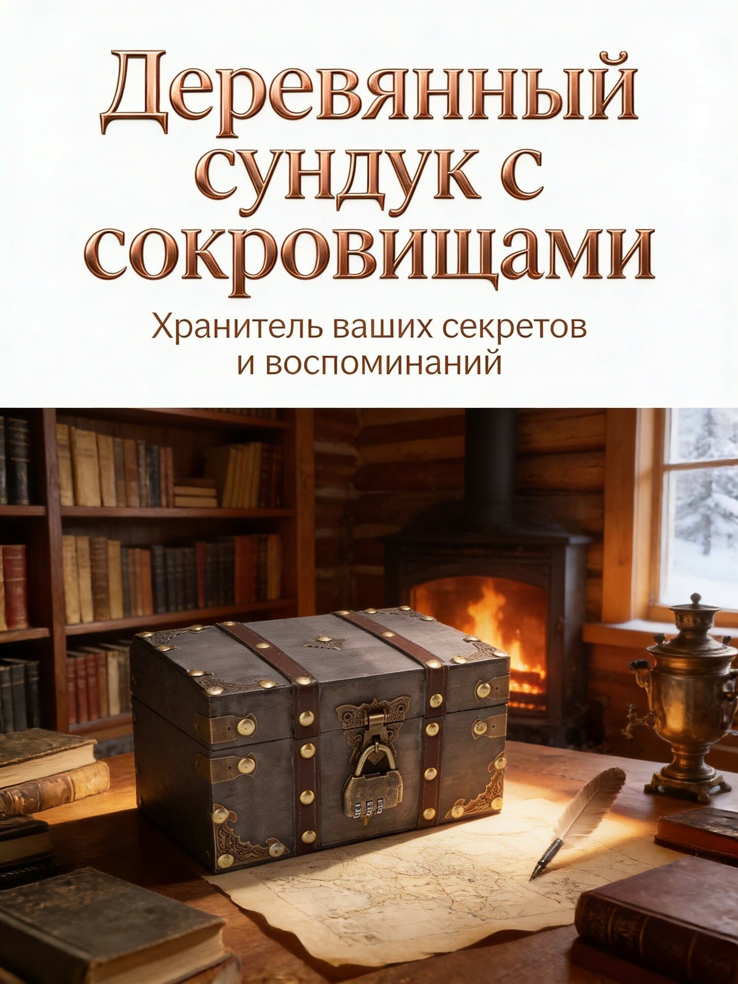 Деревянный сундук с сокровищами, винтажная шкатулка для хранения украшений и косметики с кодовым замком