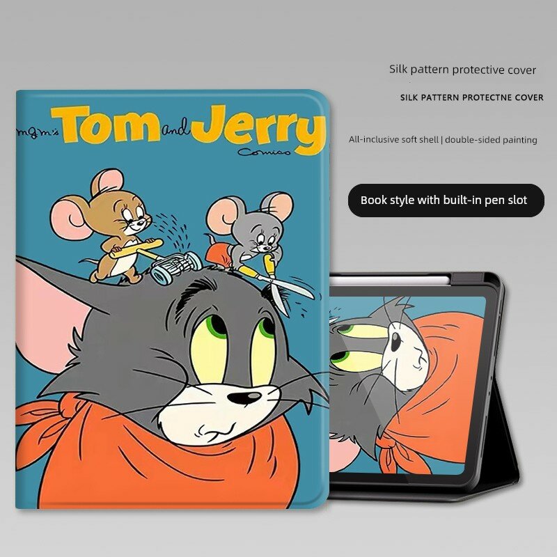 IPad 5-6 поколение 9,7 дюйма защитный книжный чехол с отсеком для ручки — тема Том и Джерри