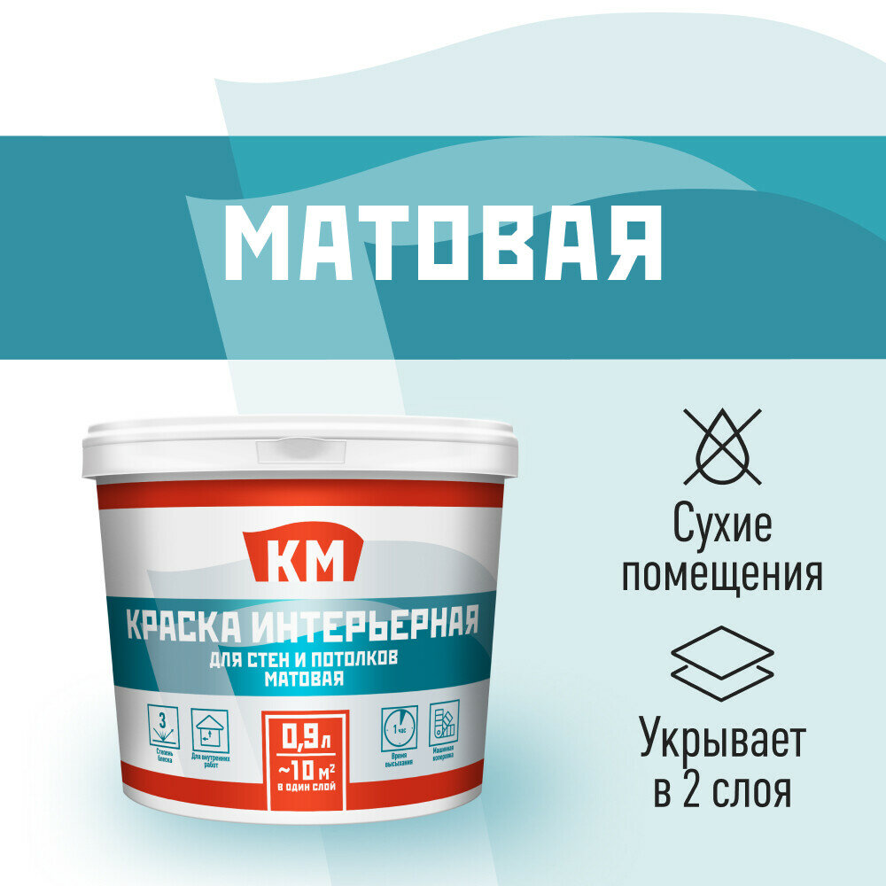 Краска интерьерная КМ база С бесцветная 0,9 л