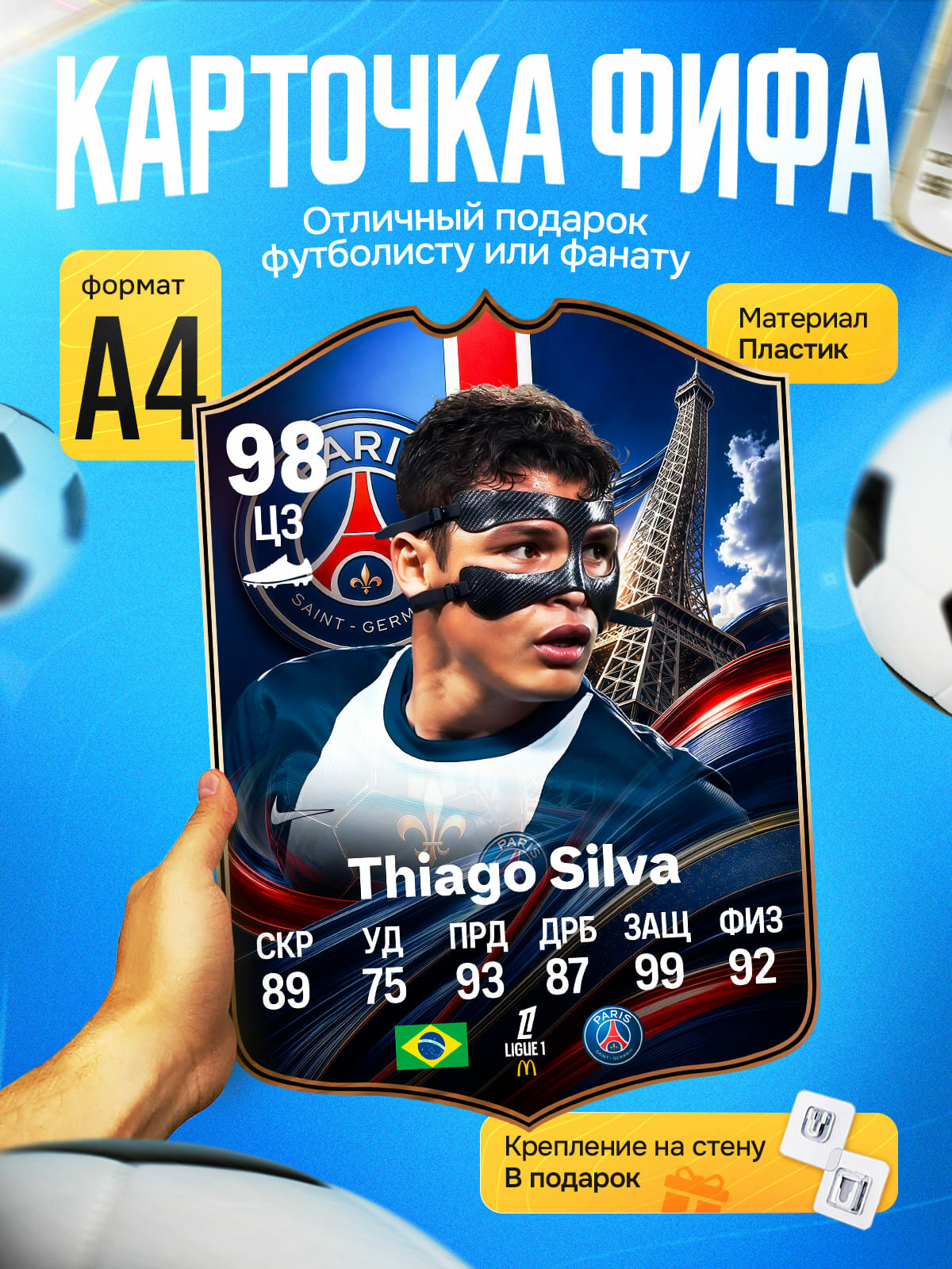 Карточка футболиста FC26 Thiago Silva PSG А4