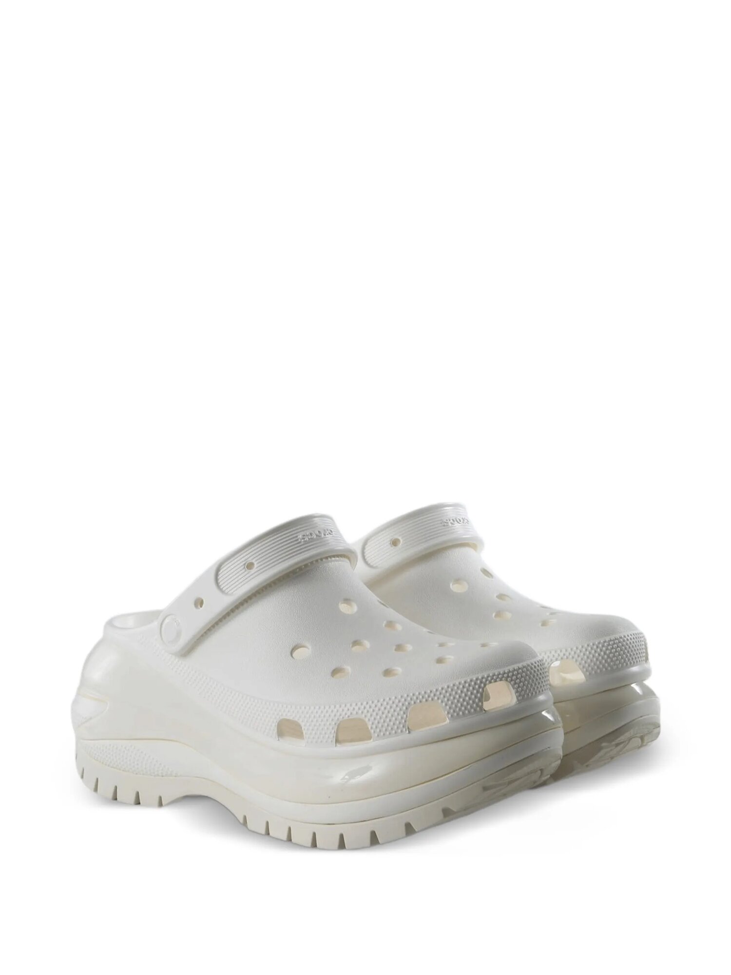 Мюли Crocs Mega Crush perforated mules, размер 6 UK, white — фото 1