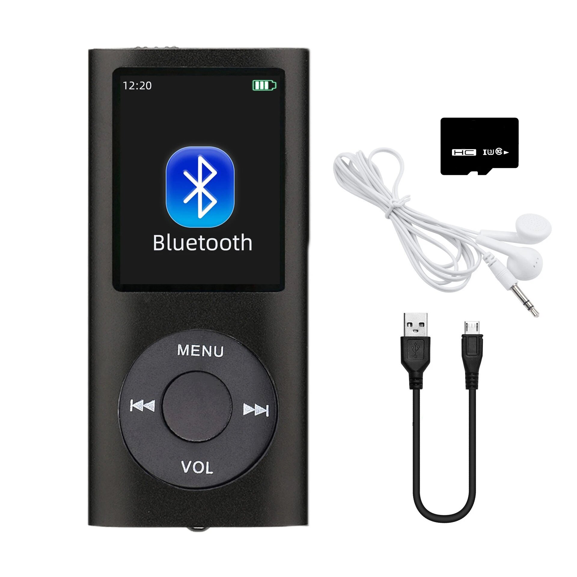 MP3-плеер Bluetooth, черный, 32 ГБ с наушниками