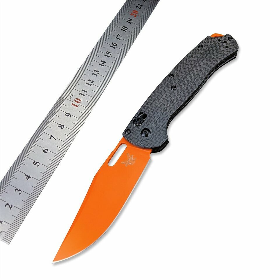 Новый складной нож Benchmade 15535 535 Hunt Taggedout AXIS 2024 года, 3,5 дюйма, клинок CPM-154 с обработкой Stonewashed, клипсовый нож, рукоять из углеродного волокна.