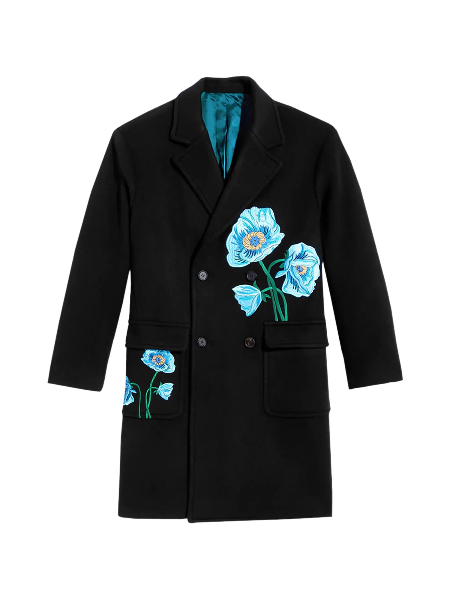 Пальто Awake NY Floral-embroidered double-breasted overcoat