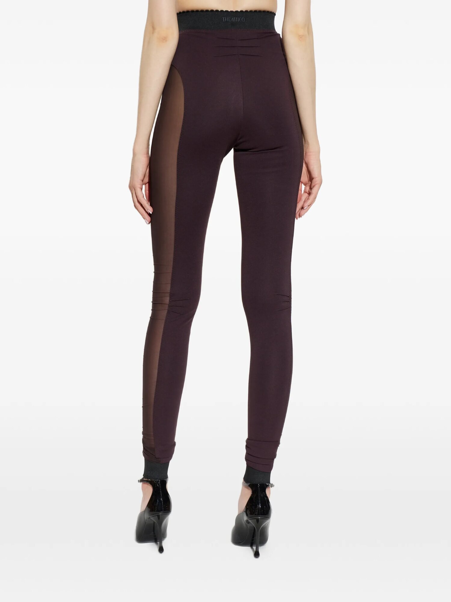 Легинсы The Attico Sheer-panelled leggings, размер 42, purple — фото 1