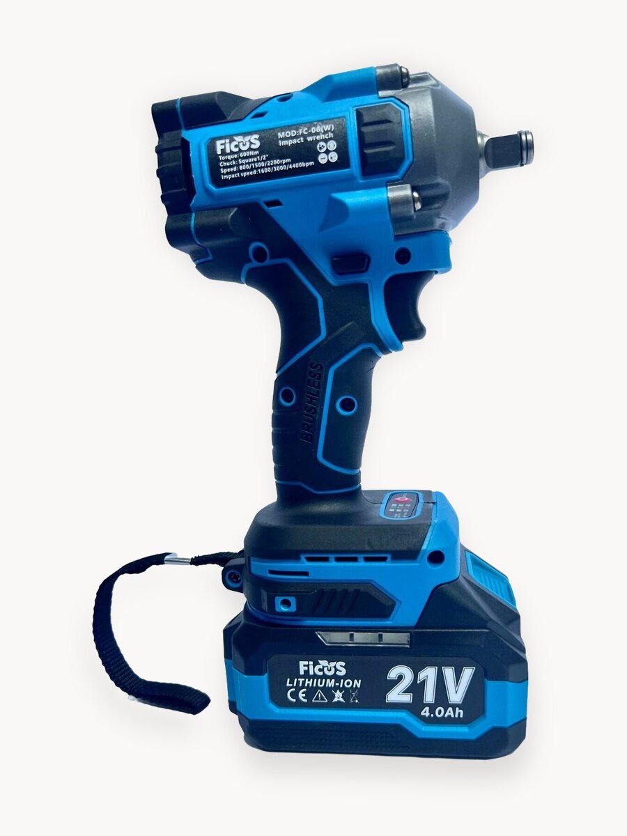 Оригинал Гайковерт аккумуляторный ударный бесщеточный 600Нм, с 2 аккумуляторами 4Ач